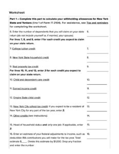 NY Employee’s Withholding Worksheet | Lockport, NY